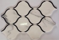 Black Marble Stone And Glass Mosaic Tiles Sheets , Glass Mosaic Kitchen Tiles Floor Pattern