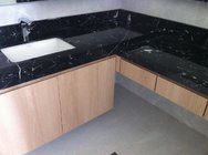 Nero Marquan Rectangle Sink Marble Slab Countertop For Kitchen Eased Edge