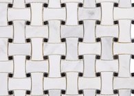 Black Dot Stone Mosaic Tile Basketweave White Bianco Carrara Marble Blocks