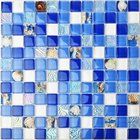 Beach Blue White Sea Glass Mosaic Tile Sheets , Mosaic Border Tiles For Balcony