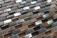 Coffee Stone Glass Kitchen Mosaic Tiles , Interlocking Fireplace Mosaic Tile