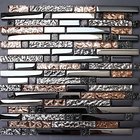 Black Brown Electroplate Crystal Glass Mosaic Tile For Kitchen Fireplace Decor
