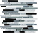 Bliss Iceland Linear Glass And Marble Mosaic Tile , Recycled Bathroom Glass Tiles