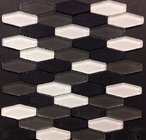 Carbon Blend Hexagon Glass Mosaic Tile White Grey Black Mosaics Bush Hammered