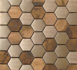 Metallic Copper Mosaic Tile Backsplash , Hexagon Stainless Steel Subway Tile