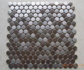 Antique Small Metallic Border Tiles , Stainless Steel Penny Round Mosaic Tile