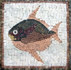 Gold Fish Nautical Medallion Round Mosaic Art Patterns Mosaic Pool Tiles Colourful