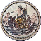 Neptune God Of Sea Round Mosaic Art Patterns Handmade Mosaic Craft Tiles 100 X 100cm