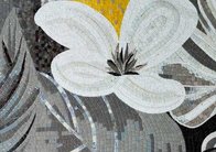 White Magnificent Floral Glass Mosaic Wall Art , Craft Mosaic Tile Floor Patterns