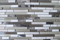 Random Mix Stone And Glass Kitchen Backsplash Mosaic Tiles Linear Type