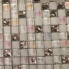 White Iridescent Crackle Bathroom Backsplash Tile Mosaic Glass Wall