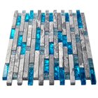 Sea Blue Grey Marble Glass Kitchen Backsplash Mosaic Tiles For Bathroom Bathtub